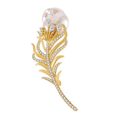 CLORIS YING麦穗淡水巴洛克珍珠胸针女气质精致配饰轻奢胸花高档