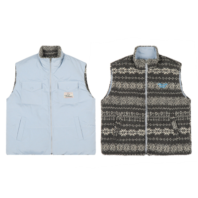 双面穿羊羔毛棉马甲费尔岛外套