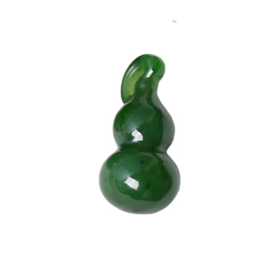 天然和田玉俄罗斯碧玉雕刻葫芦款吊坠 男女款玉石锁骨链挂坠饰品