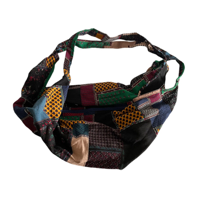 三环路拼接格纹单肩包大容量包