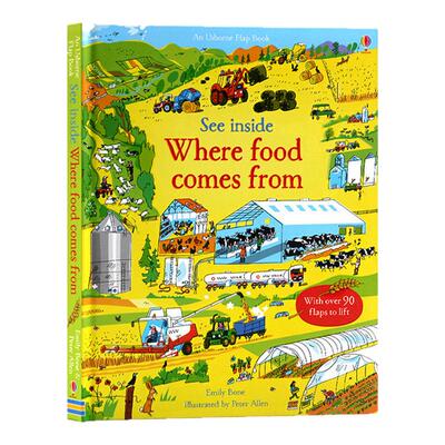 进口英文原版正版 See Inside Where Food Comes From 看里面系列之食物从哪里来 儿童科普认知绘本英语早教纸板翻翻书百科Usborne