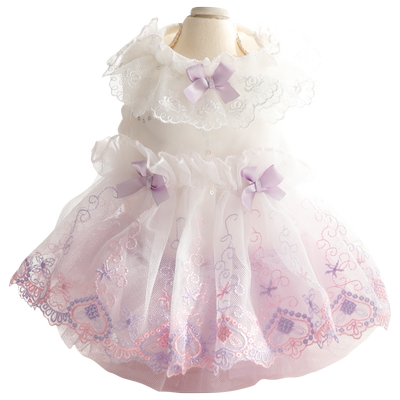 狗狗衣服薄款猫咪公主紫婚纱礼服