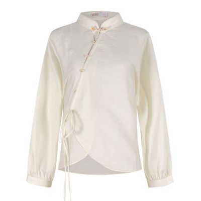 固执新中式立领盘扣提花长袖小衫