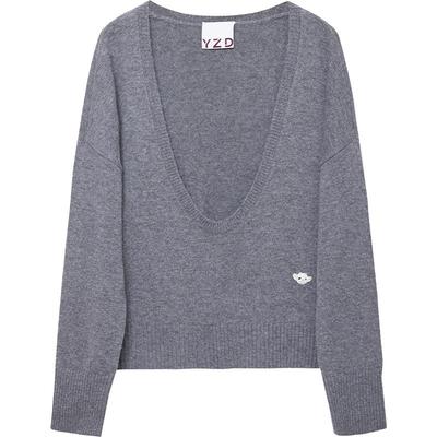 羊织道大U领绵羊毛山羊绒毛衣女