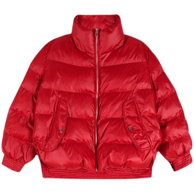 小个子羽绒服女白鸭绒亮面立领