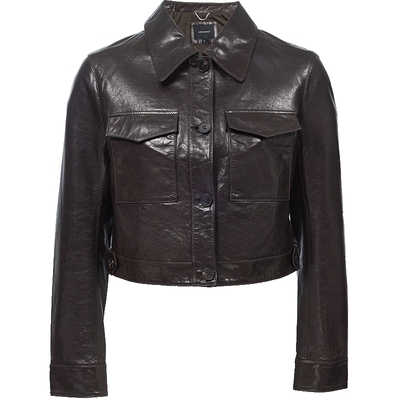 VeroModa羊皮革前贴袋翻领皮衣