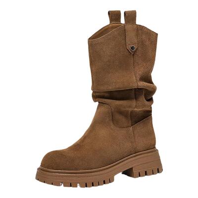 BEAU复古西部靴厚底堆堆靴