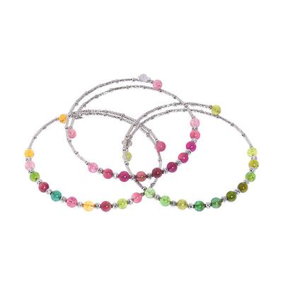 若华珠宝彩色碧玺手链S925银首饰