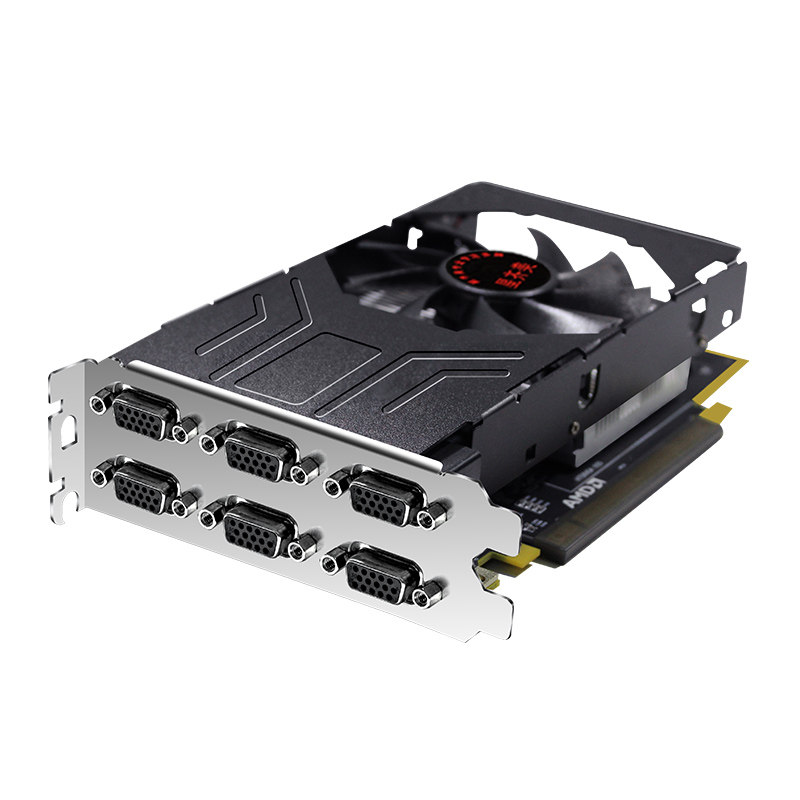 原生态6VGA多屏显卡6屏显卡R7 3506V广告拼接扩展炒股多联屏期货_虎窝淘