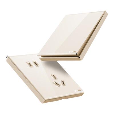 公牛开关插座86型玻璃插座面板金