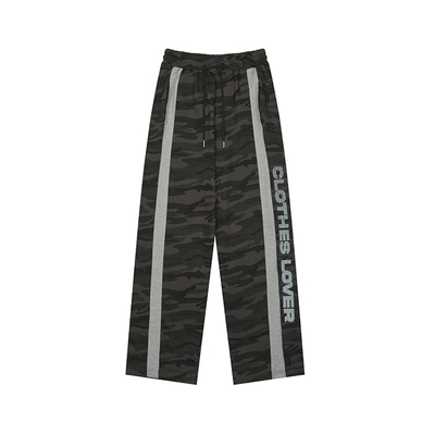 LUVISTRUE Aespa金玟庭同款迷彩镶边运动裤女24秋直筒裤高腰卫裤