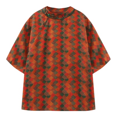 萧娘【柳如烟】红云纱七彩祥云立领上衣桑蚕丝新中式女上衣5509