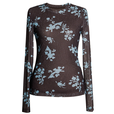 罗衣气质印花圆领修身衬衫