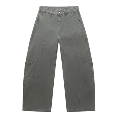 WASSUP美式复古弯刀阔腿牛仔裤男