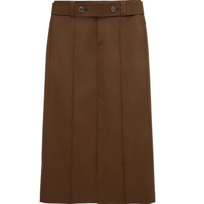 MESUX米岫夏新品【乌木系列】木质感极简风压褶半身裙MNMUS414