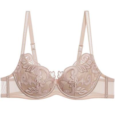 爱慕25夏霓裳内衣女3/4无纺布大胸显小性感蕾丝文胸AM12A731