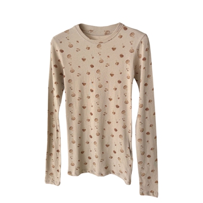 fletta蘑菇印花T恤2026新款巨好穿韩国圆领打底长袖上衣女