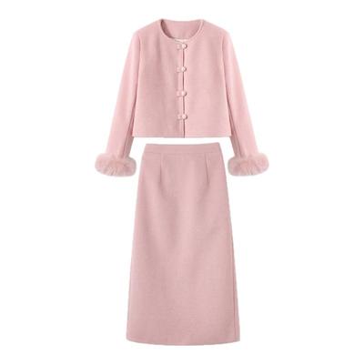 小香风羽绒套装裙加厚毛呢两件套