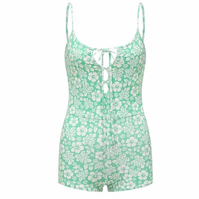 Yukariswim薄荷绿绑带连体泳衣