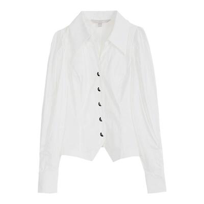 墨蒂珂单排扣长袖长绒棉衬衫