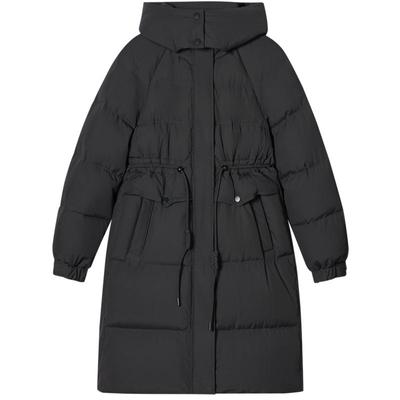 SALT.P可颜简约百搭抽绳收腰中长款连帽白鸭绒羽绒服2024冬