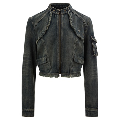 复古毛边牛仔外套女2025新款