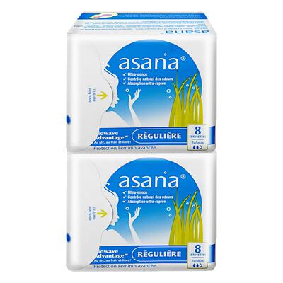 【2包】asana阿莎娜祛味卫生巾日用夜用超薄透气姨妈巾旗舰店正品