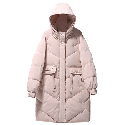 大码纯色加肥加厚保暖连帽羽绒服