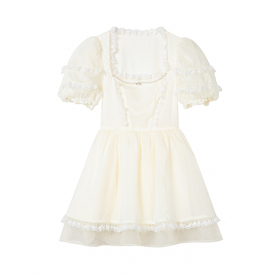 串珠水钻爱心蕾丝花边蓬蓬裙