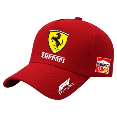 法拉利车队标志棒球帽定制F1赛车俱乐部装备遮阳鸭舌帽子工作帽