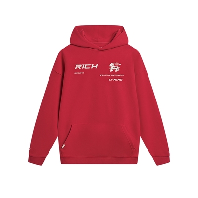 李宁马上有钱套头连帽情侣卫衣