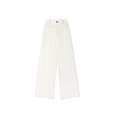MANNALA丨经典白牛 进口土耳其环保长绒棉白阔腿牛仔裤 Q9001
