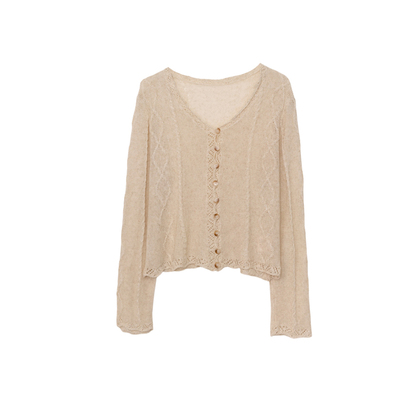 ENJOYME春季温柔风V领针织开衫女