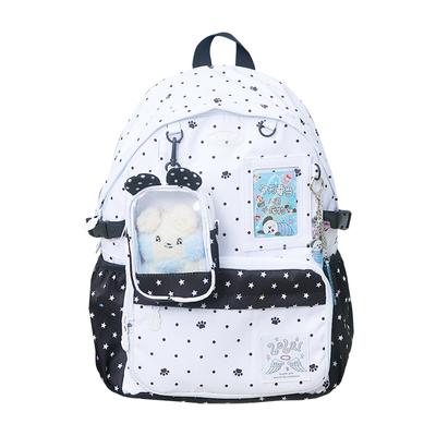 LOLA DESIGN波点二次元少女大容量书包 日系复古百变双肩痛包吧唧