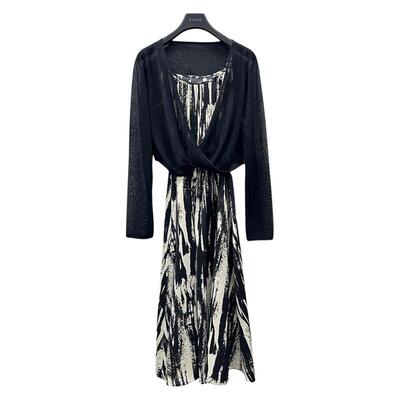 s.deer水墨晕染针织衫吊带裙套装