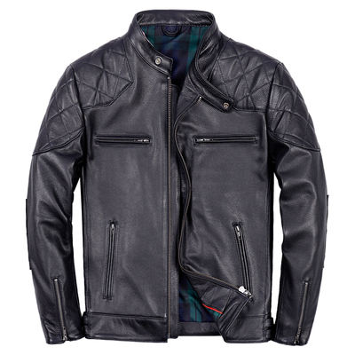 PERCOOL小贝同款机车风真皮皮衣