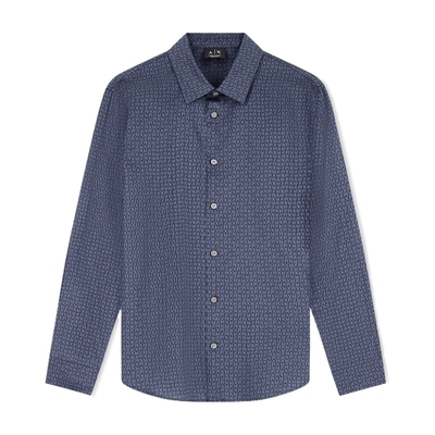 AX/阿玛尼男士长袖印花西装衬衫