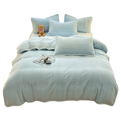 提花牛奶绒加绒被套单件