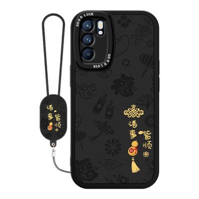 平安喜乐适用oppoReno6手机壳reno6新款oppo小羊皮硅胶PEQMOO保护套OPPOPEQMOO新年0pp0防摔oppor男女65g外壳