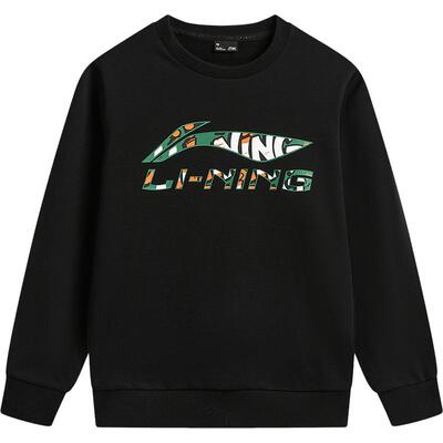 李宁童圆领男女同款套头无帽卫衣