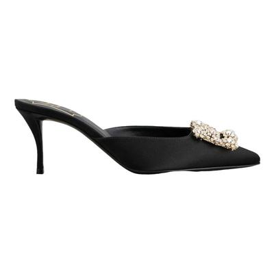 RogerVivier/罗杰维维亚女士高跟鞋缎面水晶花搭扣包覆鞋跟新款