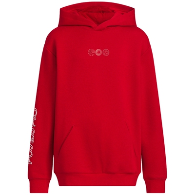 Adidas阿迪达斯男大童新款休闲舒适针织套头连帽运动卫衣JN4383