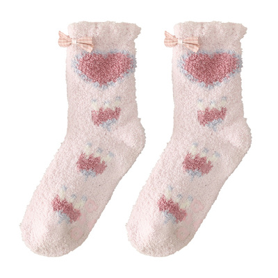 珊瑚绒袜子女中筒舒适柔软保暖