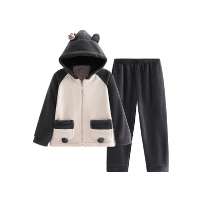 芬腾珊瑚绒睡衣男童秋冬季连帽