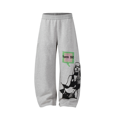 复古人像印花弯刀休闲卫裤