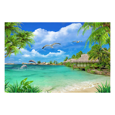 草原风景画自粘客厅沙发背景壁纸