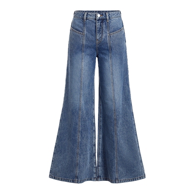 FIVE PLUS阔腿喇叭牛仔裤女复古高腰宽松休闲裤子