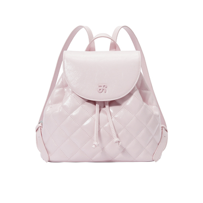 ANGELSKY粉色小香风菱格双肩包