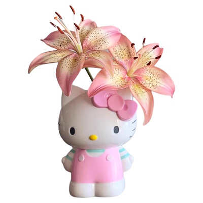 helloKitty猫花瓶客厅插花摆件