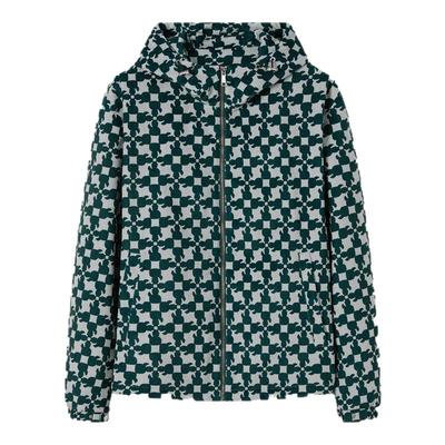 KARL LAGERFELD棋盘格连帽五金抽绳休闲夹克2026春季新品老佛爷男